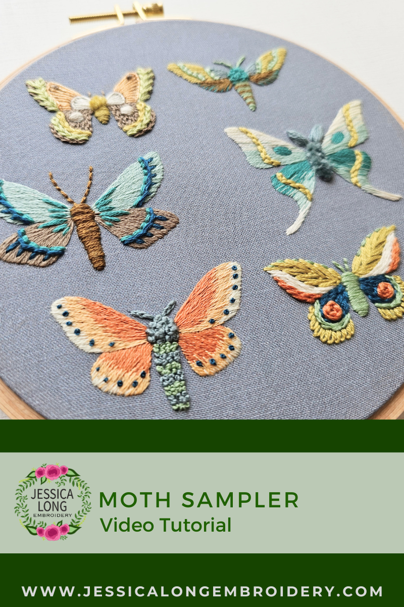 Moth Sampler Video Tutorial – Jessica Long Embroidery