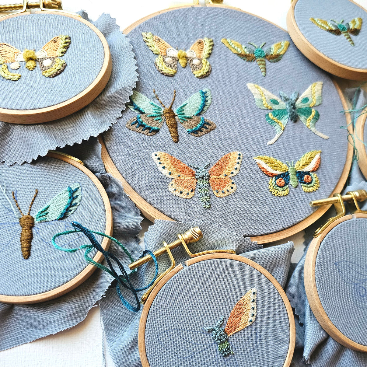 Moth Sampler Embroidery Pattern (PDF) – Jessica Long Embroidery