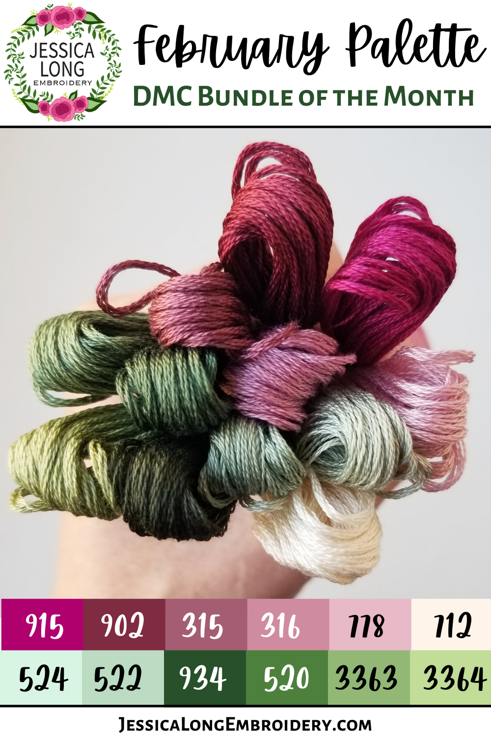 February DMC Floss Bundle – Jessica Long Embroidery