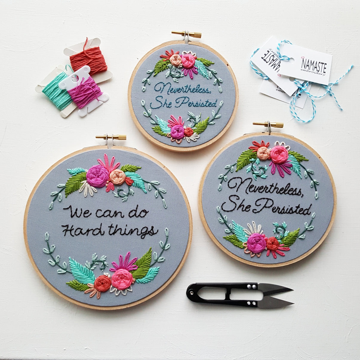 "We Can Do Hard Things" & "Nevertheless, She Persisted" Embroidery ...