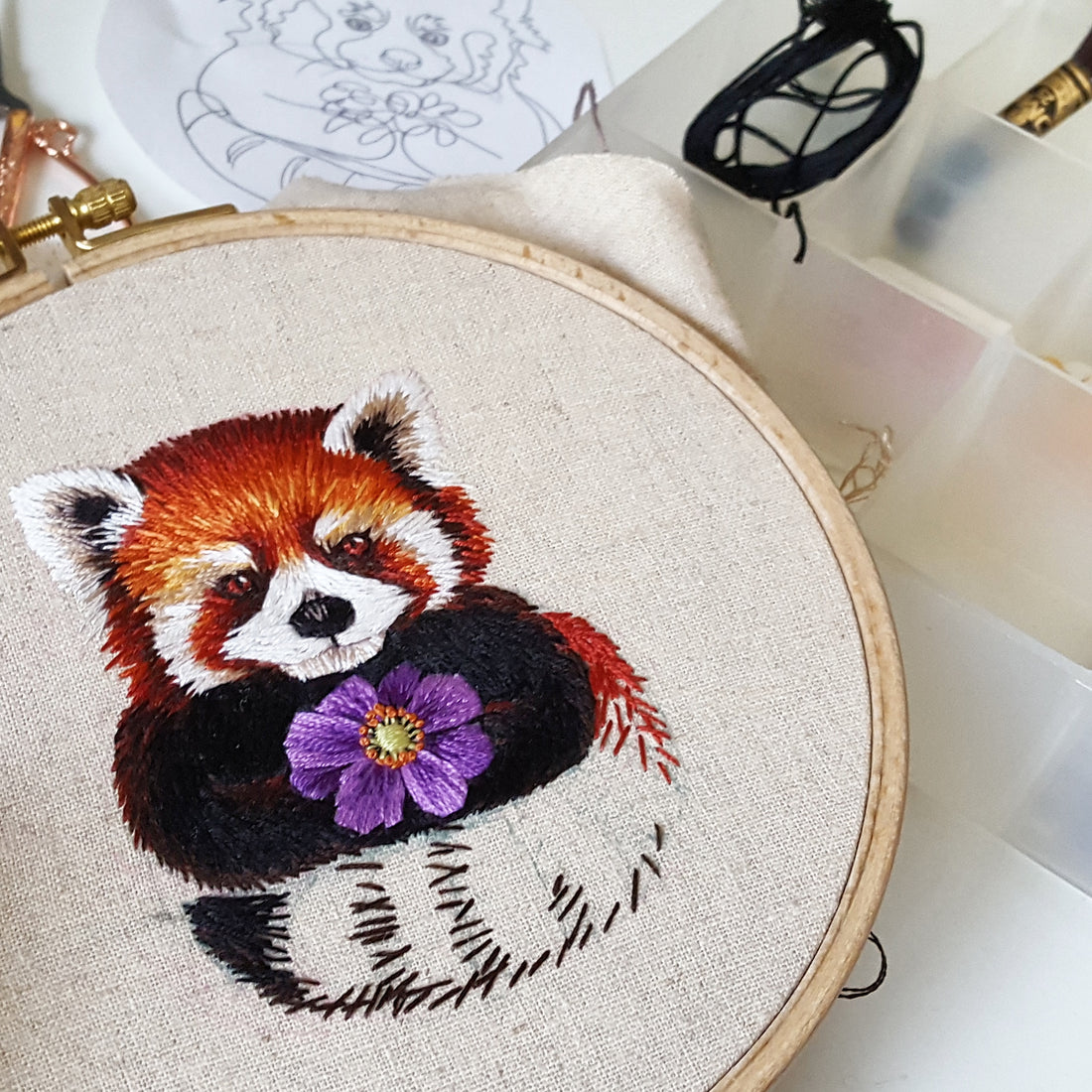 Red Panda Embroidery Pattern (PDF) – Jessica Long Embroidery