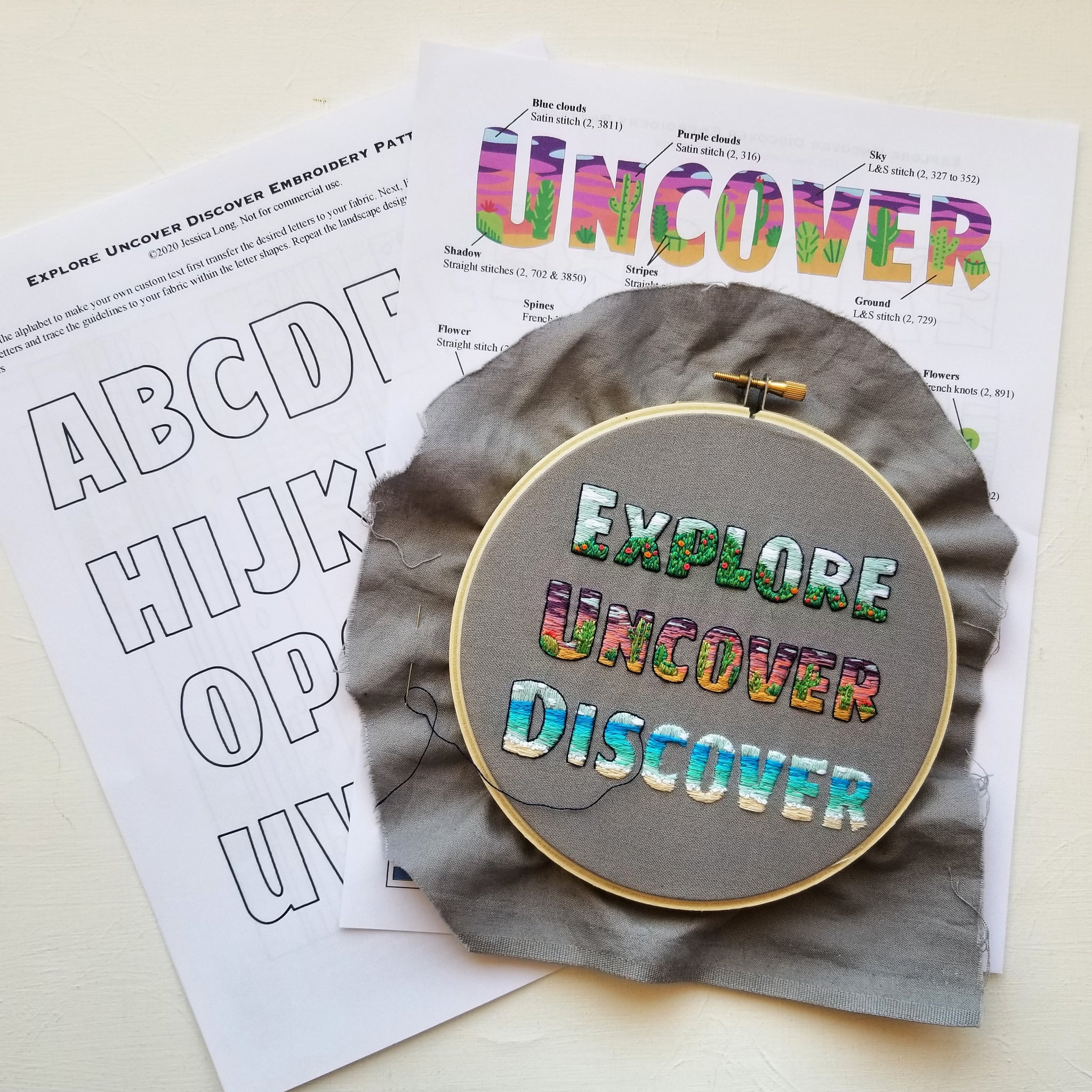 EXPLORE Embroidery Pattern (PDF) – Jessica Long Embroidery