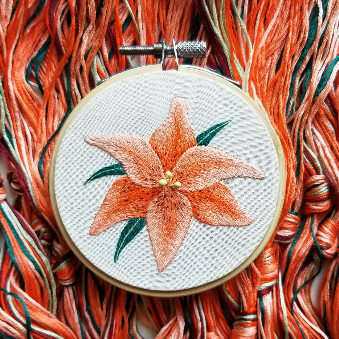 Orange Lily Embroidery Pattern (PDF) – Jessica Long Embroidery
